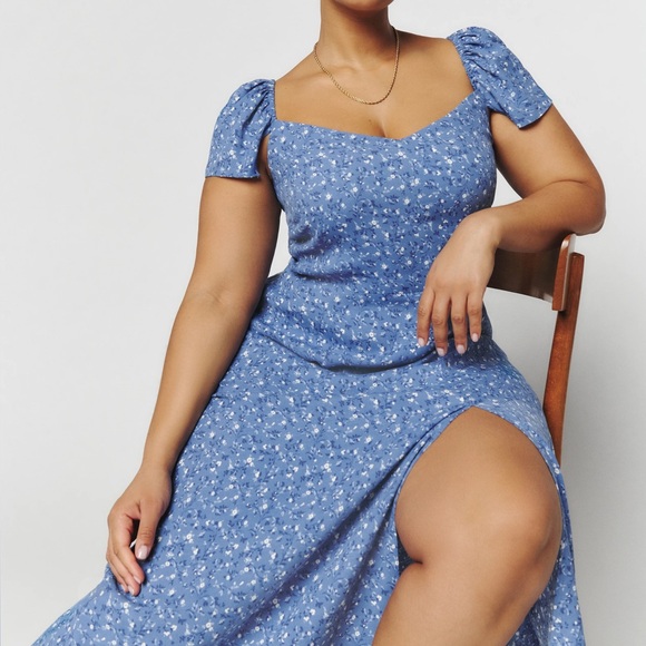 Reformation | Dresses | Reformation Baxley Blue Eve Floral Midi Dress 6 ...